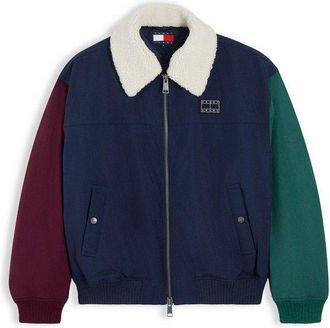 Tommy Jeans Pilotenjacke TJM FLAG AVIATOR im Colorblock-Design, Teddyfleecekragen