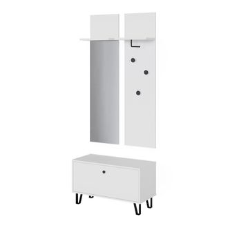 Vicco Garderobenset Siri, Flurgarderobe, Wei&szlig;, Set mit Wandgarderoben und Sitzbank