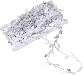 NUOBESTY Hochzeitsdekoration Silber Blätter Blatt Band Trim Seil 20m für Girlande DIY Handwerk und Party Hochzeit Hauptdekorationen (Silber 20m) Schleife