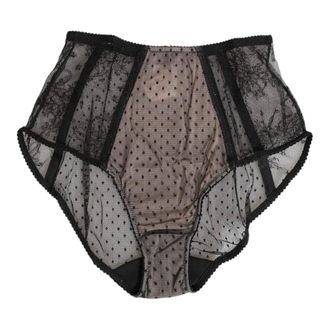 Dolce & Gabbana Femme, Sous-v&ecirc;tements, Multicolore, Taille: 38 FR Culotte Noire en Dentelle &agrave; Pois Transparente