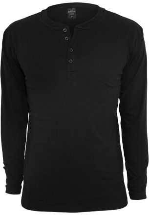 Urban Classics Herren Basic Henley L/S Tee Sweatshirt, Schwarz (Black 7), XS