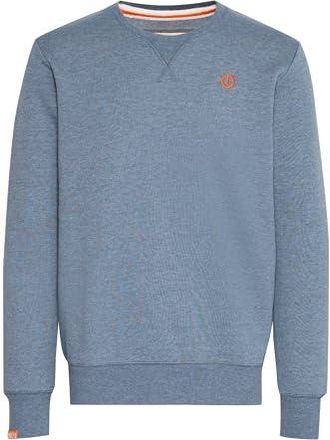 Solid SDBenn Homme Sweatshirt Pull en Sweat à col Rond Poignets côtelés Détails du Label Mélange de Coton Regular Fit, Taille:M, Couleur:Grey Blue Melange (