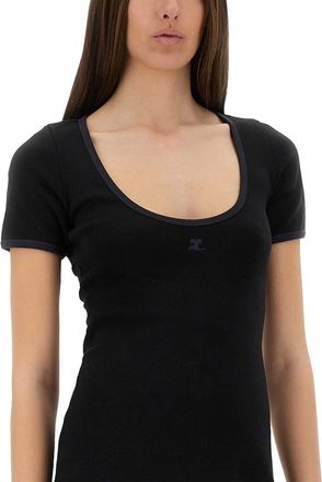 Courr&egrave;ges Minimalist Cotton Mini Dress - Black