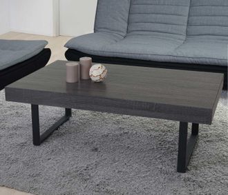 Mendler Couchtisch Kos T576, Wohnzimmertisch, 40x110x60cm MVG-Zertifiziert - Schwarze Eiche-Optik, dunkle Metall-F&uuml;&szlig;e