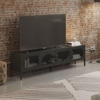 DRAWER Drawer - Meuble tv 4 portes en métal L180cm - Noir - Zio