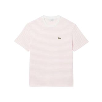 Lacoste Gestreiftes T-Shirt mit Rundhalsausschnitt - - Tops - Herren - Rosa - M