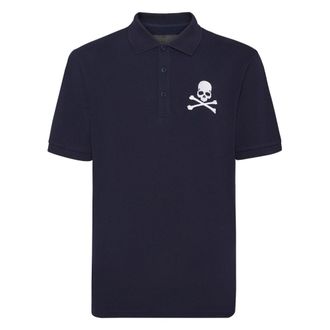 Philipp Plein Polo Shirt Skull&Bones - - Tops - Herren - Blau - S