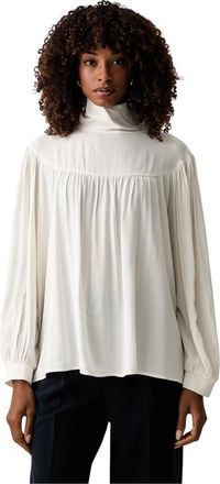 Twinset Blouse en cr&ecirc;pe de Chine avec fronces - Femme - Blouses et Chemises - Beige - Taille: 36 FR