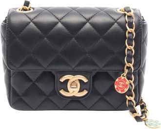 Chanel 2021-2025 Mini CC Quilted Lambskin Square Flap Bag crossbody bag - Schwarz