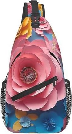 Generic Sac &agrave; dos &agrave; bandouli&egrave;re en polyester fait &agrave; la main avec motif floral pour homme