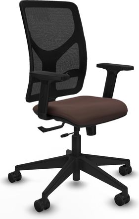 Piqueras y Crespo Computerstuhl mit Rollen, 2D-Armlehnen, h&ouml;henverstellbare Lendenwirbelst&uuml;tze, ausgestattet mit Syncro/Traslack und Schneideschaum, Schwarz/Dunkelbraun