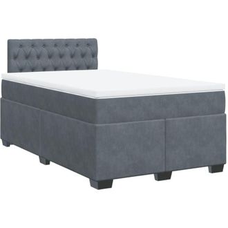 vidaXL Boxspringbett mit Matratze Dunkelgrau 120x200 cm Samt vidaXL