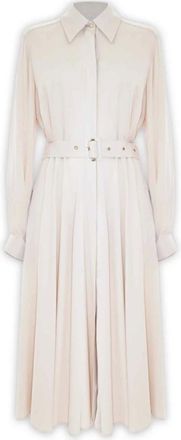 Kocca Femme, Robes, Beige, Taille: 36 FR Robe Chemise D&eacute;contract&eacute;e Pliss&eacute;e &agrave; Col et Manches Trois-Quarts