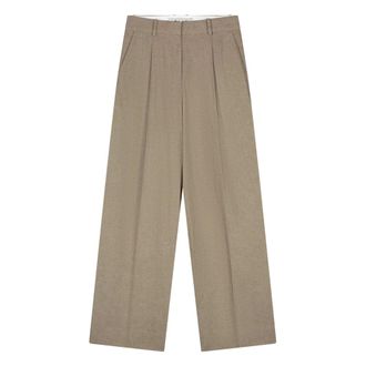 Olaf Hussein Femme, Pantalons, Beige, Taille: 36 FR Pantalon Tailleur en Lin