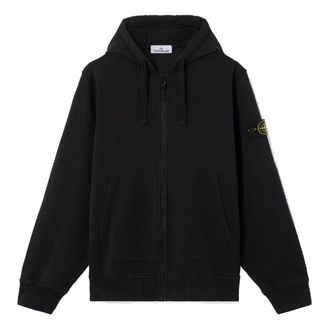Stone Island Cotton Fleece Hoodie - - Sweatshirts & Hoodies - Herren - Schwarzk - L