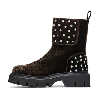 Loriblu Kristallverzierte Combat-Ankle-Boots - - Shoes - Damen - Braun - 40 EU