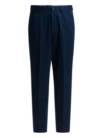 Brunello Cucinelli pantalon en coton à boutonnière - Bleu