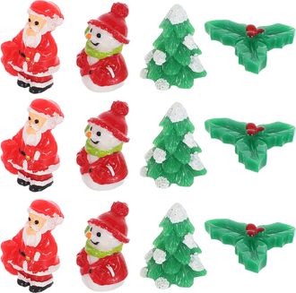 NUOBESTY 20 St&uuml;ck Kleiner Weihnachtsfiguren aus Robustem Kunstharz Schneemann Weihnachtsmann Weihnachtsbaum mit Stechpalmenbl&auml;ttern Kompakte Winterdekoration f