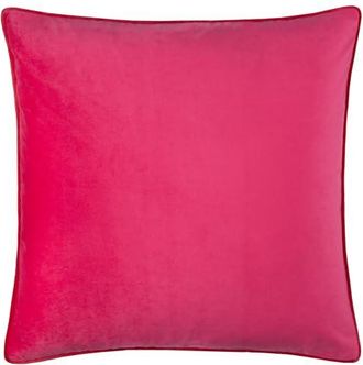 furn. Meridian Kissen mit Polyesterf&uuml;llung - luxuri&ouml;ses dekoratives Samtkissen mit Kontrastpaspelierung (Rosa/Rot - 55x55cm)