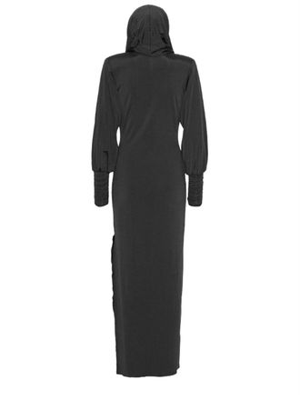 Rotate Hooded Viscose Dress - Black