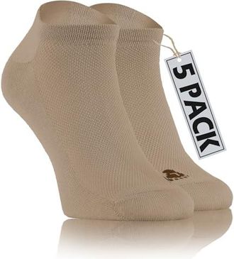 Sesto Senso Chaussettes Sport Basses Sneakers en Coton Femme Homme Lot de 5 Paires Pack 38-40 Beige
