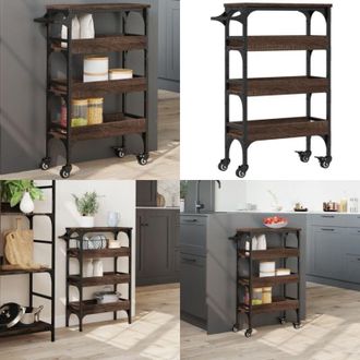 vidaXL K&uuml;chenwagen Braun Eichen-Optik 53x20x76 cm Holzwerkstoff - K&uuml;chentisch - K&uuml;chenschrank - K&uuml;cheninsel - Holztisch - Esstisch - Home & Living