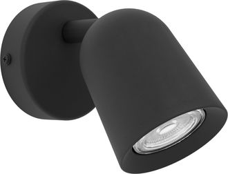 Eglo Spot Wandlampe Camaldoli, Wandleuchte innen, Leselampe mit flexiblem Strahler, Wandstrahler schwenkbar aus Stahl in Schwarz, GU10 Fassung