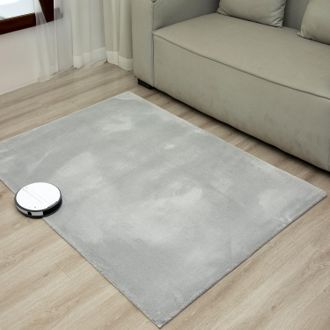 Vimoda Teppich Wohnzimmer Schlafzimmer Ultra Weich - Modern, super flauschig & weich, dicht gewebt,Farbe:Silber;Maße:120x170 cm
