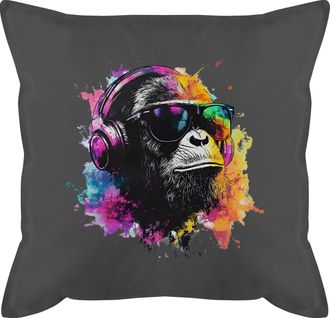 Shirtracer Kissen 50x50 - DJ AFFE cool Monkey Geschenk Festival I Coole Musik Geschenke Gaming I DJ Geschenk Affen - 50 x 50 cm - Grau - Musiker Music Pillow