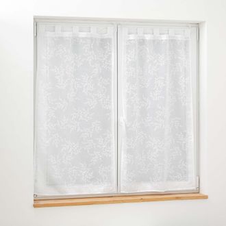 Douceur d'Int&eacute;rieur Karla Schlaufenvorhang, durchscheinend, 2 St&uuml;ck (2 x 60 x 120 cm), Wei&szlig;, gewebter Voile mit Applikationen