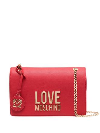 Love Moschino sac port&eacute; &eacute;paule &agrave; plaque logo - Rouge
