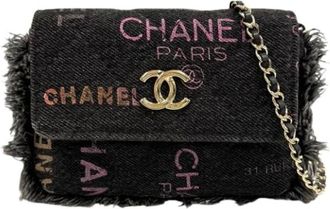 Chanel Sac bandouli&egrave;re mini doccasion en denim - Femme - Pre-owned - Noir - Taille: ONE Size