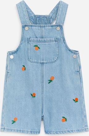 Arket Bestickte Jeans-Latzshorts -Blau