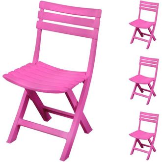 M&S Collection Ac-deco - Lot de 4 chaises de jardin pliables 41,5x40x79 cm en plastique rose