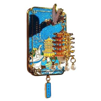 Generico Kühlschrankmagnet, gelber Kranturm, 3D, 6 cm, bunte magnetische Wanddekoration, Sammlerstück mit Glanz, leuchtend für Garage, Werkstatt, Schule, Schla