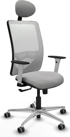 Piqueras y Crespo Gepolsterter Drehstuhl Zulema mit wei&szlig;en und schwarzen Armlehnen, h&ouml;henverstellbare Lendenwirbelst&uuml;tze und festes Kopfteil, ausgestattet mit 3 Positio