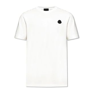 Moncler Homme, Tops, Blanc, Taille: L T-shirt avec écusson logo