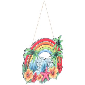 Artibetter ETHZZLE Sommer Holzschild T&uuml;rschild H&auml;ngende Dekoration mit Regenbogenmotiv f&uuml;r Strand und Garten Gro&szlig;e Holzplatte mit Seilaufh&auml;ngung Wetterfestes Wil