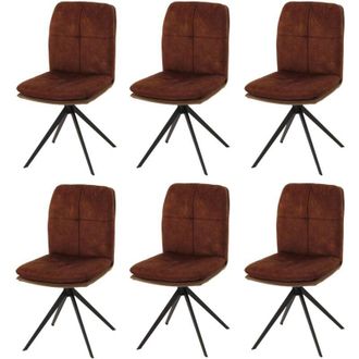 Hhg [NEUWERTIG] 6er-Set Esszimmerstuhl HHG-178, Küchenstuhl Lehnstuhl, drehbar Auto-Position, Metall Stoff/Textil braun