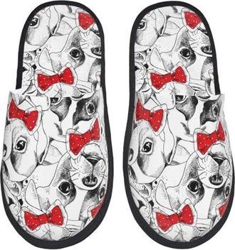 Generic Pantoufles DH&ocirc;tel Noeud Papillon Mignon En Forme De Bouledogue Fran&ccedil;ais Doux Hiver Pantoufles Portative Hiver Chausson Pour Automne Invit&eacute; Chambre M