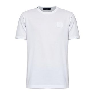 Dolce & Gabbana Homme, Tops, Blanc, Taille: 2XL T-shirt avec logo brod&eacute;