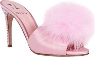 Gina Pink Satin Malibu Mules Size 40.5