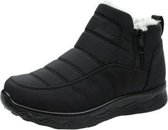 Generic Dritnow Bottes de neige pour femme - Antidérapantes - Imperméables - Chaudes - Confortables - Chaudes - Chaussures dhiver pour femmes matures, Noir, 3