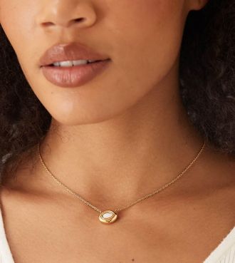 Abbott Lyon Collier en acier inoxydable plaqu&eacute; or 18 carats &agrave; pendentif effet fondu orn&eacute; dune pierre fantaisie-Dor&eacute;