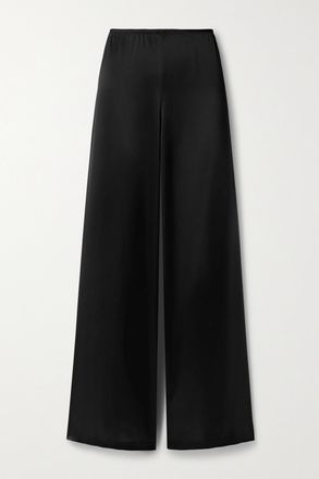 Leset Barb Hose Mit Weitem Bein Aus Satin - Schwarz