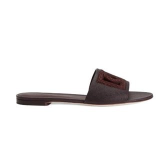 Dolce & Gabbana Flache Slipper aus Wildleder und Dauphine-Kalbsleder - - Shoes - Damen - Braun - 36 1/2 EU