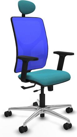 Piqueras y Crespo Call Center Stuhl mit 2D-Armlehnen, h&ouml;henverstellbarer Lendenwirbelst&uuml;tze und festem Kopfteil, ausgestattet mit Syncro/Traslack und Schneideschaum, Bl