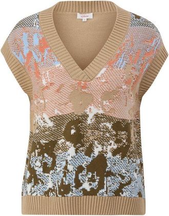 s.Oliver Kurzarmpullover Strickpullover Pullunder mit abstraktem Muster