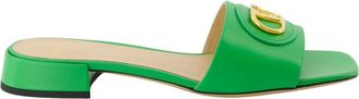 Valentino Garavani Femme, Chaussures, Vert, Taille: 36 EU Mules en cuir VLogo