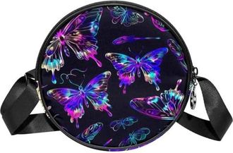 Generic Petit sac &agrave; bandouli&egrave;re circulaire pour femme, motif cr&acirc;nes, petit sac &agrave; dos &agrave; bandouli&egrave;re avec fermeture &eacute;clair, bretelles r&eacute;glables, sac &agrave; main rond